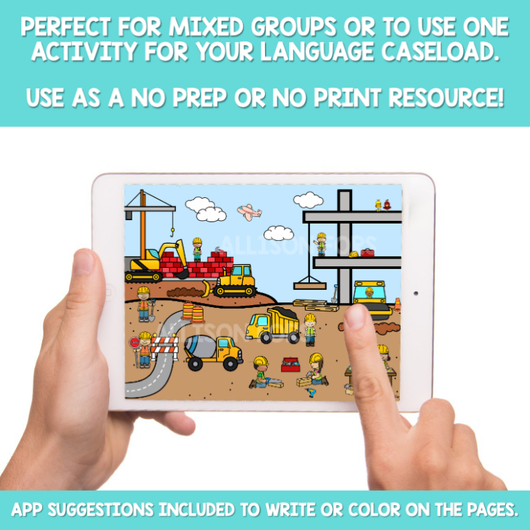 Speech Therapy Language Scene: Construction Themed | Allison Fors, Inc.