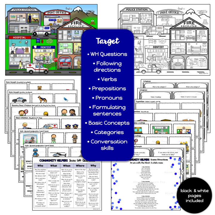 Speech Therapy Language Scene: Community Helpers Themed | Allison Fors ...
