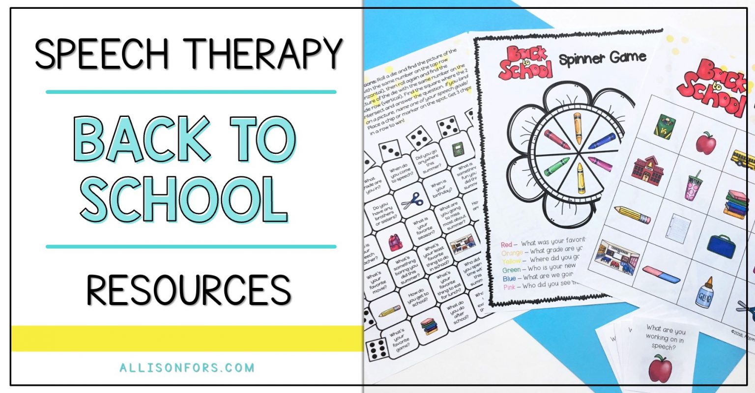 Speech Therapy Back to School Resources | Allison Fors, Inc.