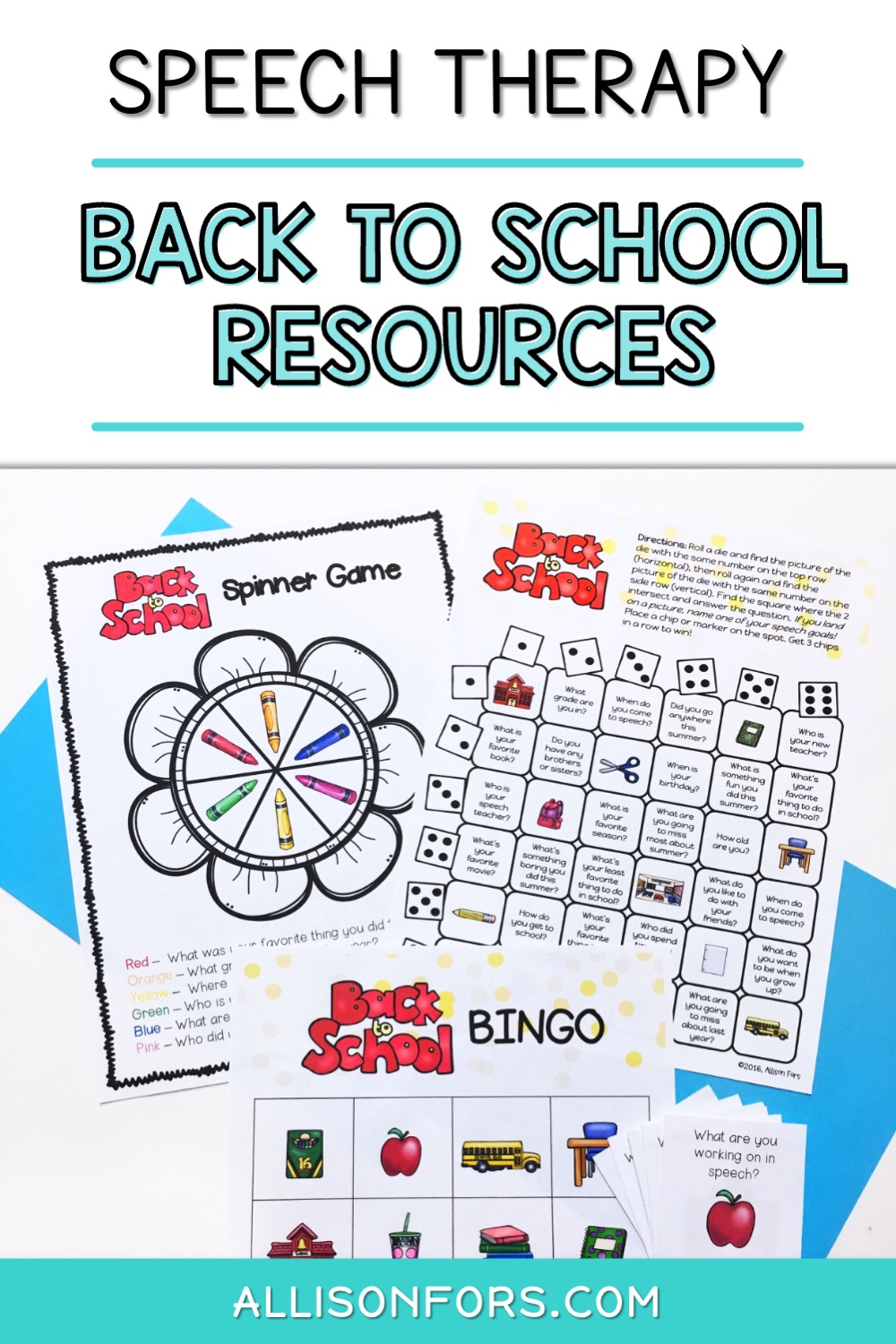 Speech Therapy Back to School Resources | Allison Fors, Inc.