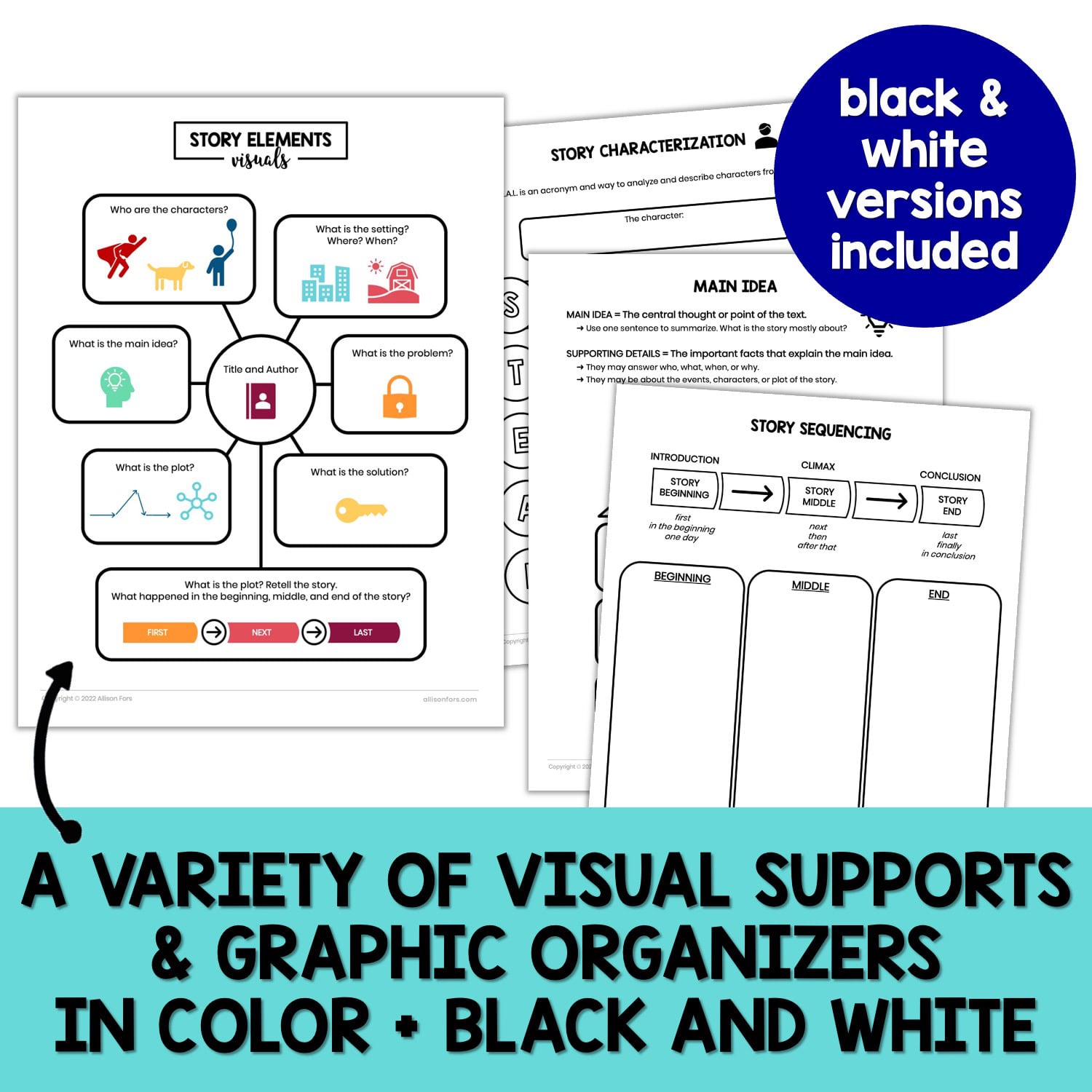 Speech Therapy Language Visuals and Graphic Organizers