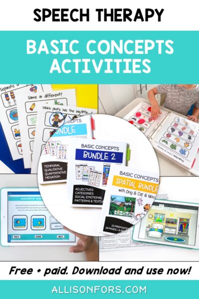 27 Basic Concepts Activities for Speech Therapy | Allison Fors, Inc.