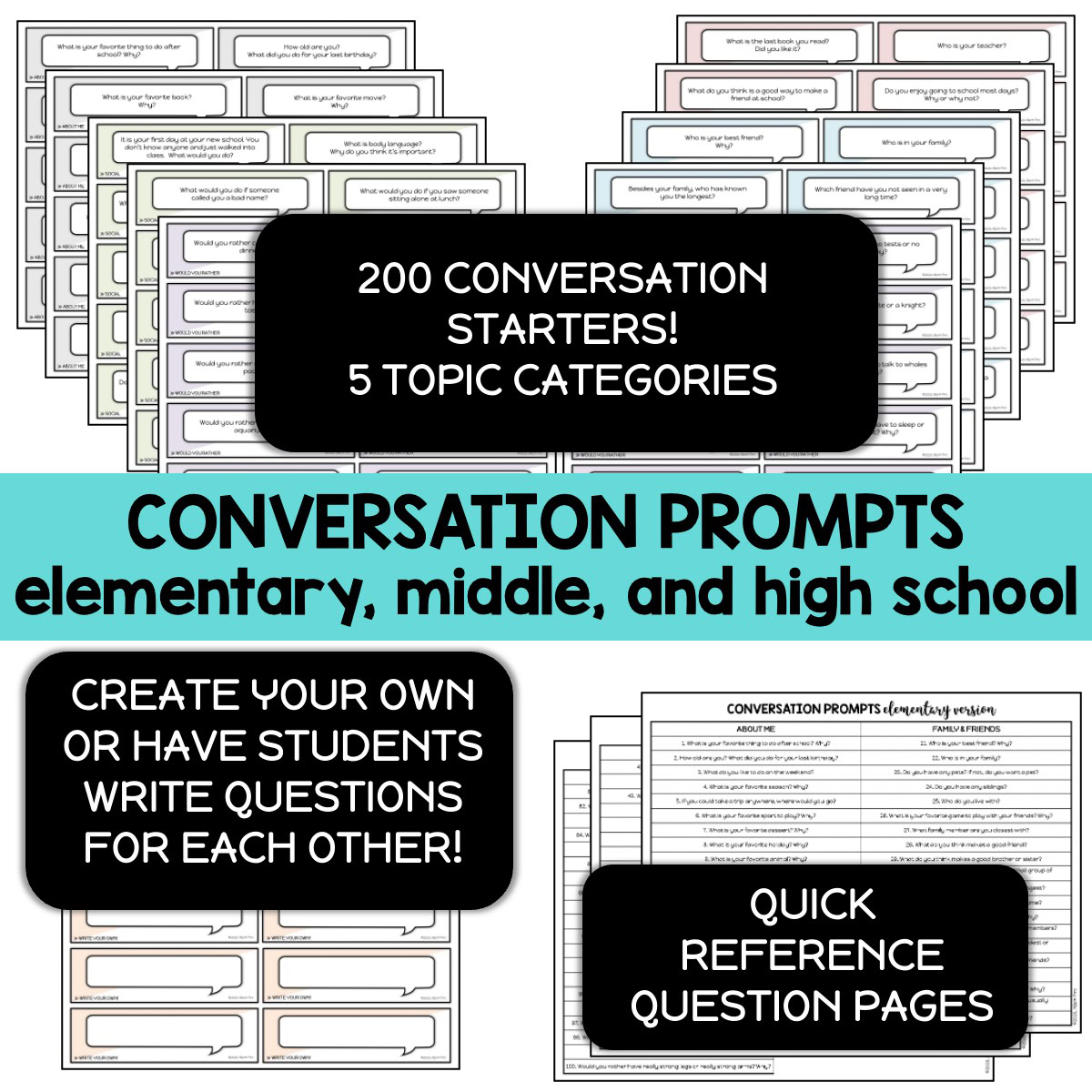 Conversation Starters BUNDLE Speech Therapy Printable and Digital Ice ...