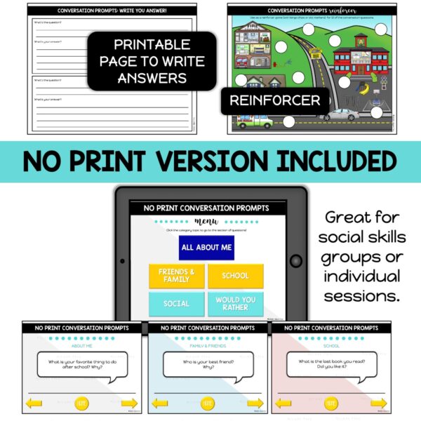 Conversation Starters BUNDLE Speech Therapy Printable and Digital Ice ...