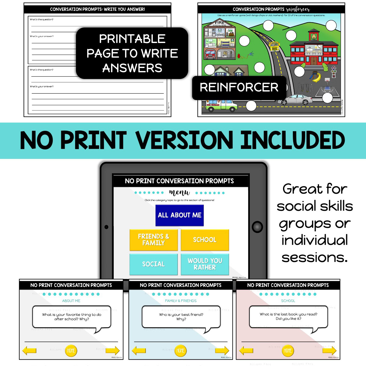 Conversation Starters BUNDLE Speech Therapy Printable and Digital Ice ...