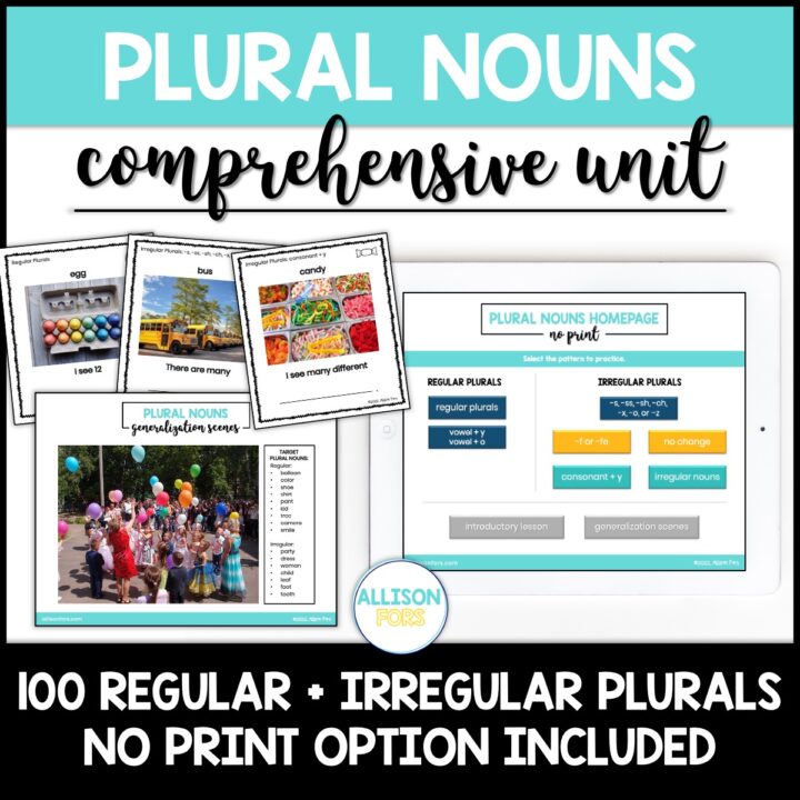 Plurals Unit | Speech Therapy Printable and Digital