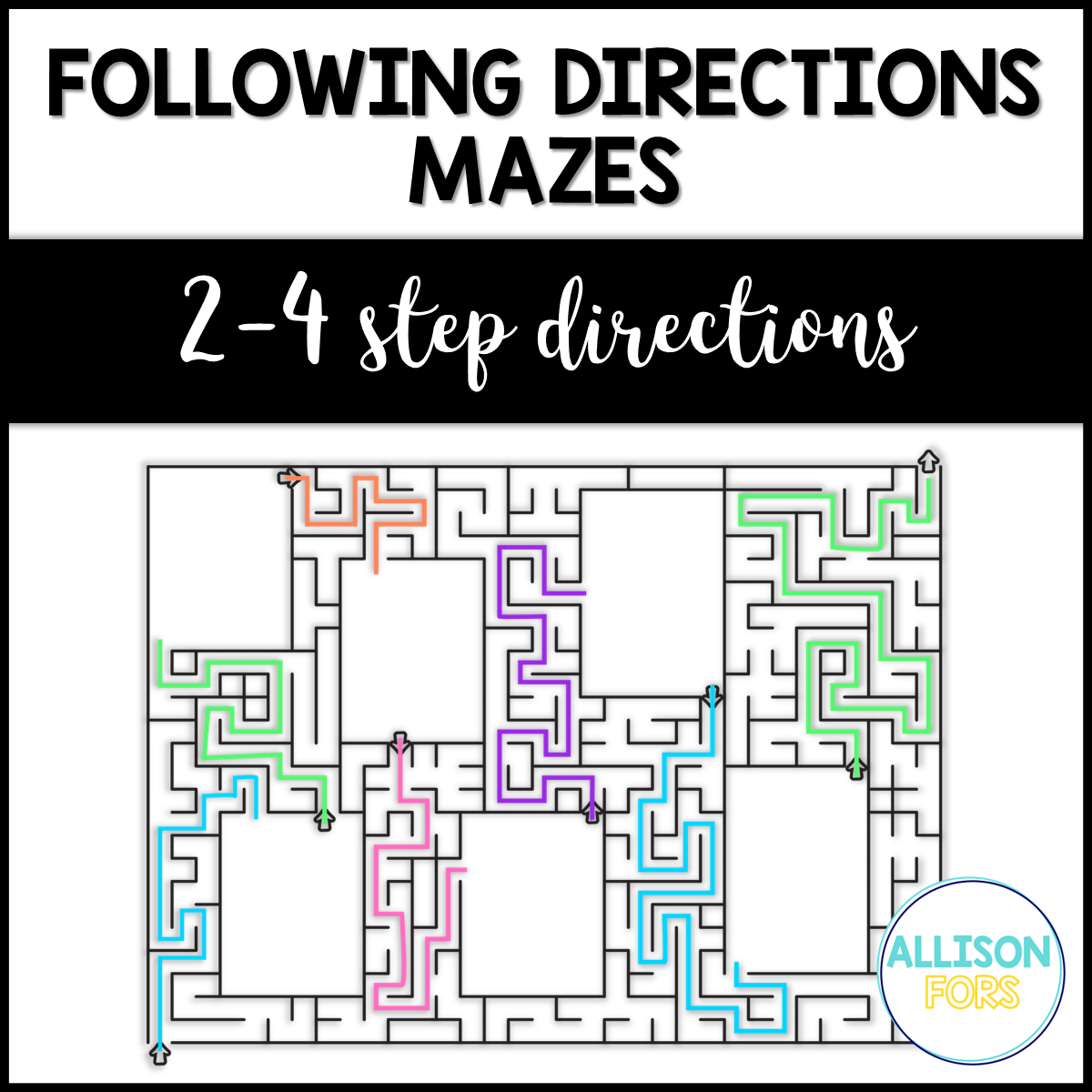 Following Directions Mazes Speech Therapy | Allison Fors