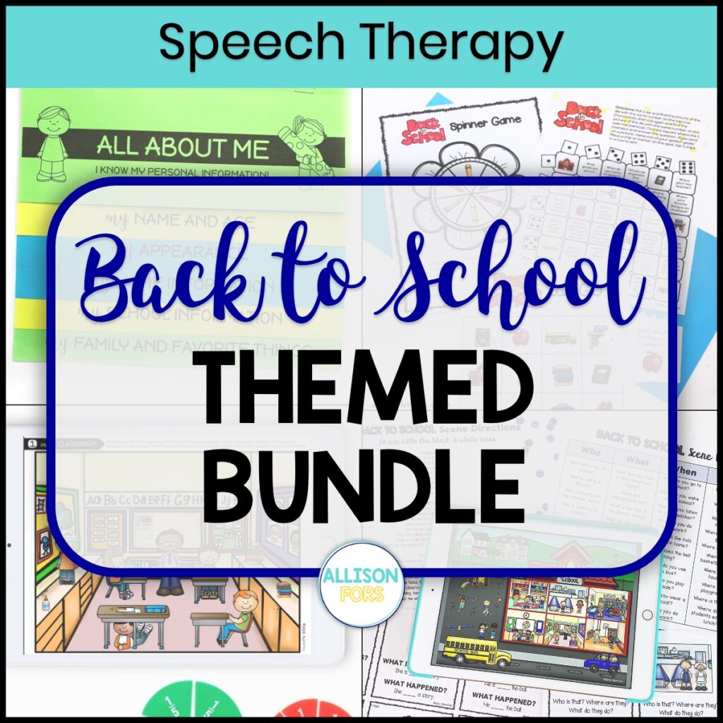 Back to School Speech and Language Activities Bundle | Allison Fors, Inc.