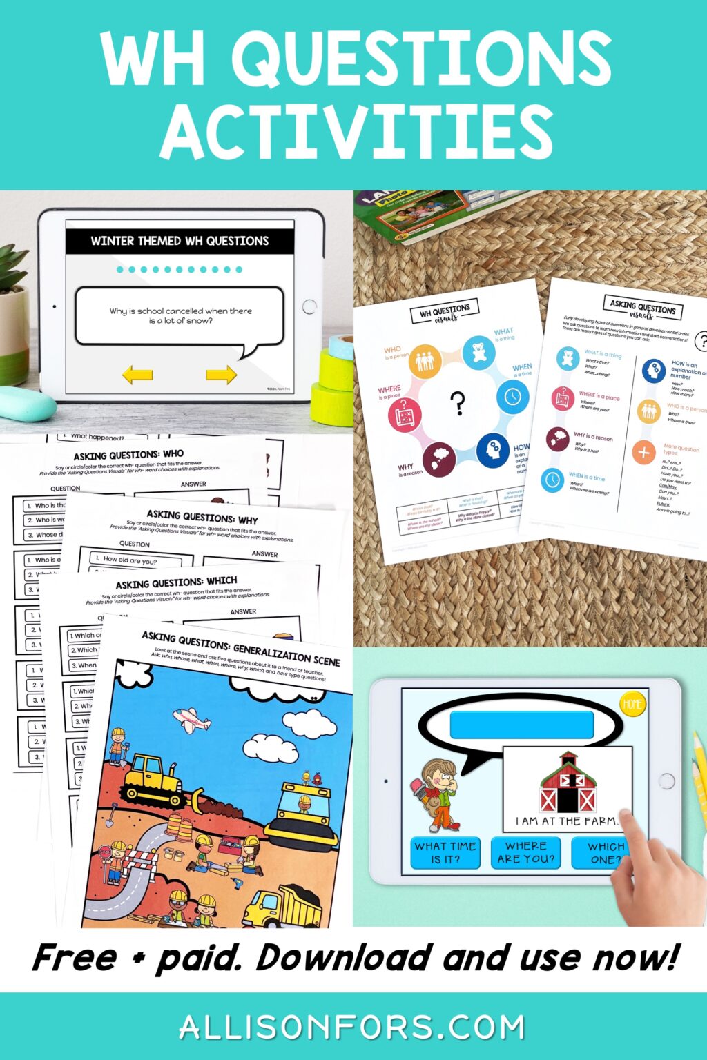 7 Wh Questions Activities for Speech Therapy | Allison Fors, Inc.