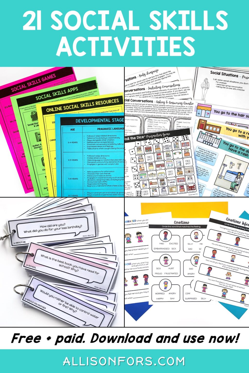 21 Social Skills Activities for Speech Therapy | Allison Fors, Inc.