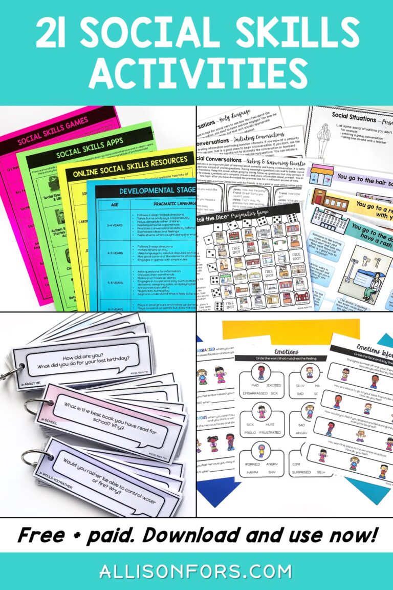 21 Social Skills Activities for Speech Therapy | Allison Fors, Inc.