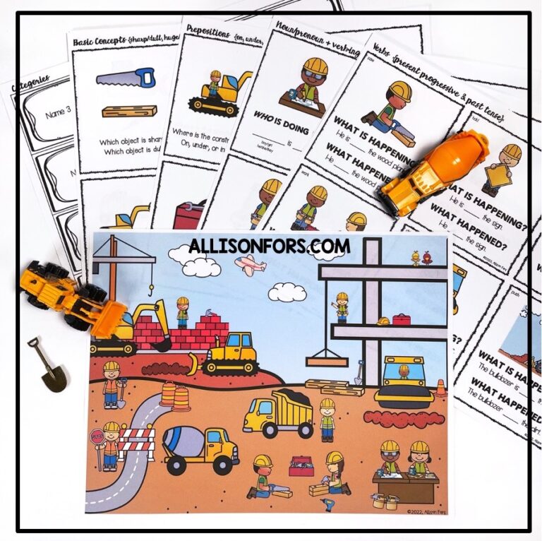 Construction Themed Speech Therapy Activities | Allison Fors, Inc.