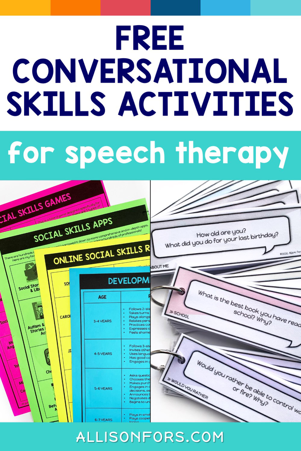 Free Speech Therapy Activities for Conversational Skills