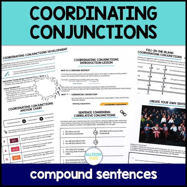 Coordinating & Correlative Conjunctions - Compound Sentences Worksheets