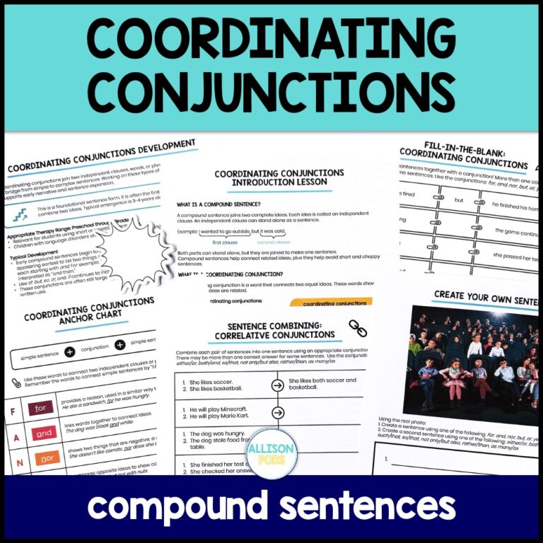 Coordinating & Correlative Conjunctions - Compound Sentences Worksheets