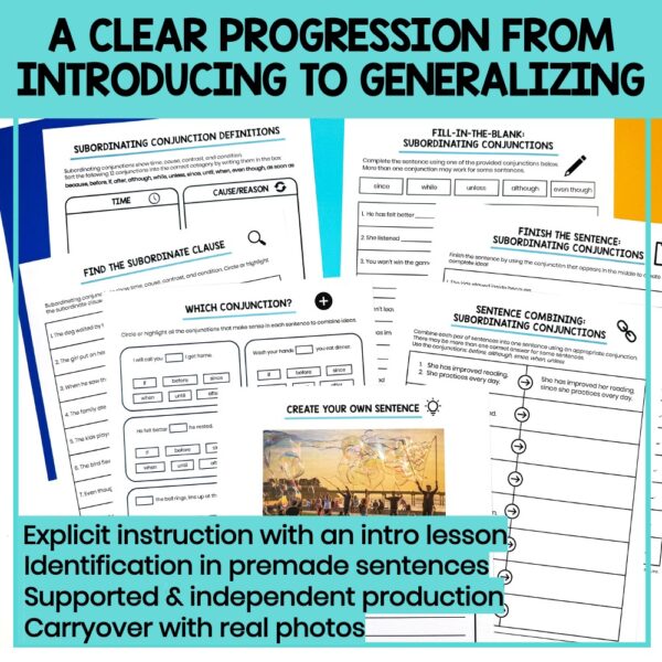 Subordinating Conjunctions - Compound Sentences Worksheets